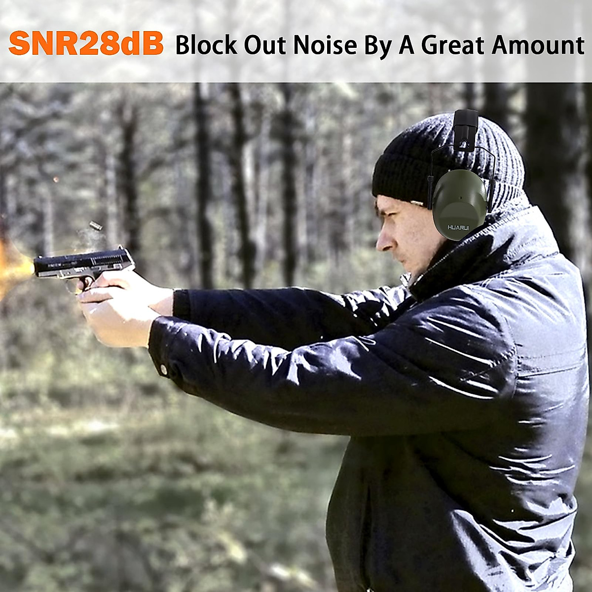 HUARUI Noise Canceling Ear Muffs, Shooting Ear Muffs,Shooters Ear Protection (Green)