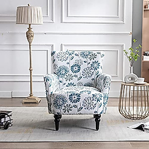 HEAVYSEVEN Accent Chairs for Bedroom, Modern Arm Chair for Living Room, Linen Fabric Comfy Reading Chair, Comfortable Sofa Chair, Upholstered Single Sofa (Multicolor)