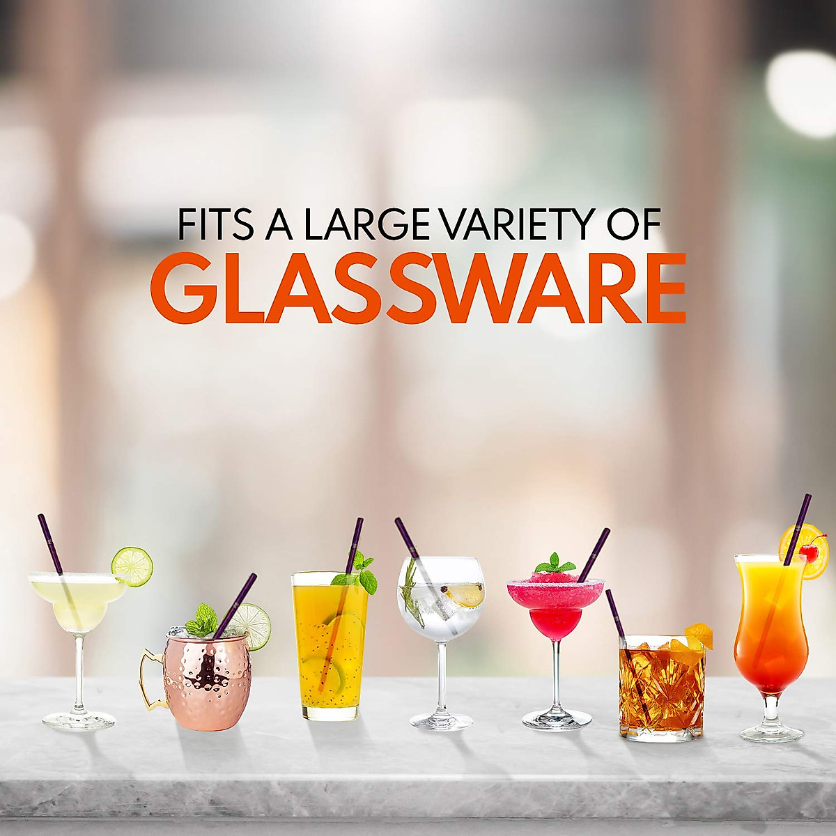 Reusable Stainless Steel Straw Set of 4 - Shorter Lengths (6.5" and 7.5") for Cocktails and Beverages. Travel Case and Cleaning Brush - Perfect for On The Go or Entertaining at Home (Purple Haze)