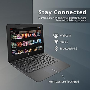 HP 2022 11.6" HD Display Chromebook Laptop, Intel Celeron Processor N3350, 4GB RAM, 32GB eMMC, Intel HD Graphics 500, HD Webcam, HD Audio, USB-C, Chrome OS, Gray, 32GB SnowBell microSD Card