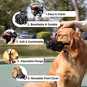 Dog Muzzle for Large Dogs, Dog Muzzles for Biting, Breathable Adjustable Basket Muzzle Comfortable for German Shepherd, Australian Shepherd, Golden Retriever, Labrador Retrieve-XL