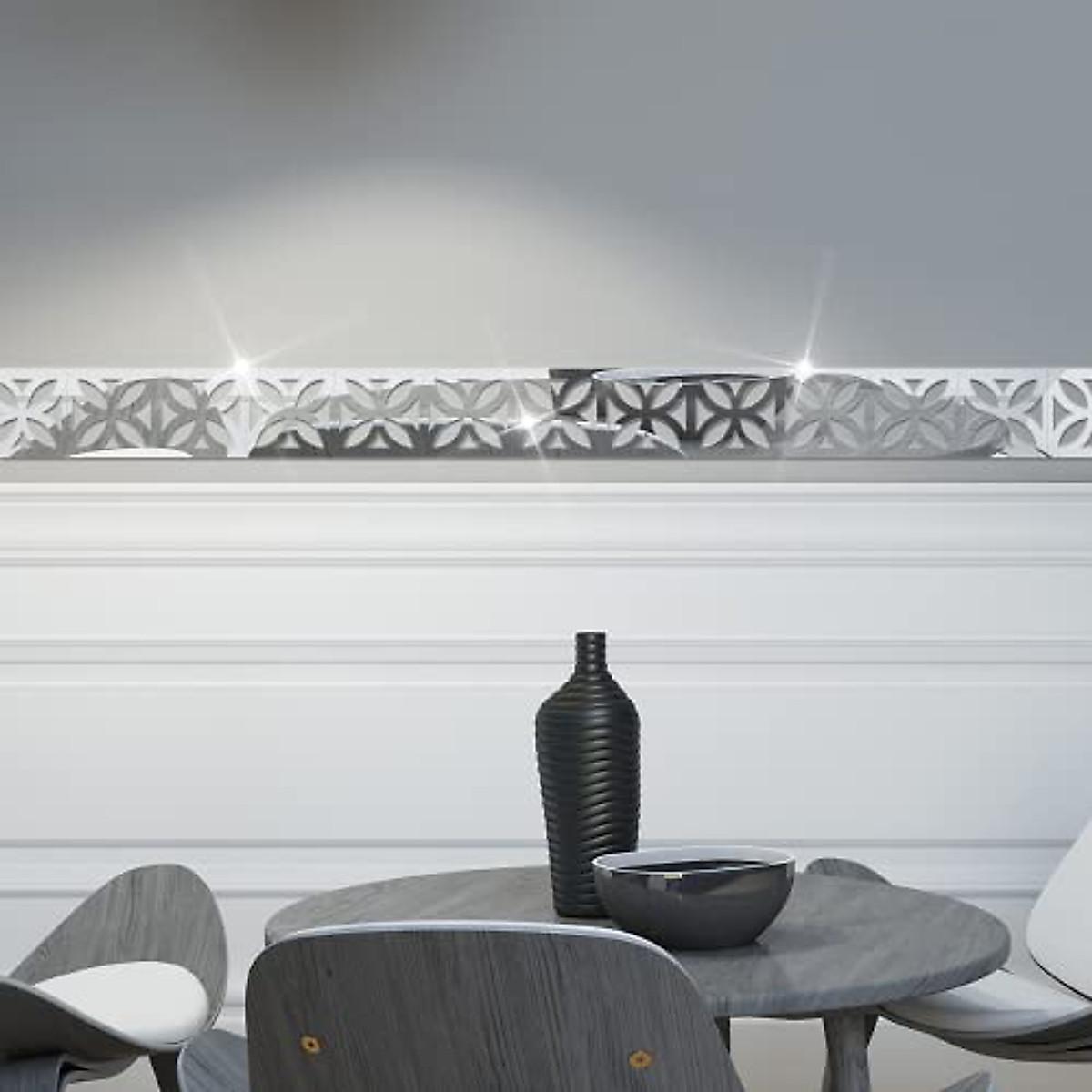 30Pcs Mirror Wall Stickers Mirror Decals Tiles Border DIY Wall Decor Sticker for Living Room Home Background Bathroom