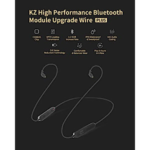 KZ Bluetooth in-Ear Headphones Detachable Cables with 2 Pins and Microphone Replacement for KZ ZSN/ZSN PRO/ZSX/ AS12/ AS16/ ZS10 PRO