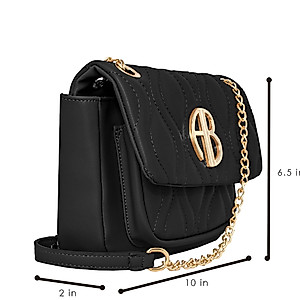 Alexis Bendel Women’s Vegan Leather Quilted Shoulder Handbag Crossbody W/Chain Strap