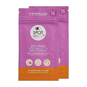 SPOTMYUV UV Detection Stickers for Sunscreen with Patented DERMATRUE SPF Sensing Technology | KNOW WHEN TO REAPPLY SUNSCREEN TO HELP PREVENT SUNBURN - 32 Count