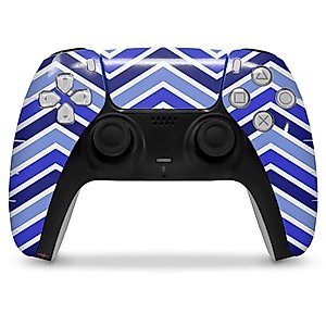 WraptorSkinz Skin Wrap compatible with Sony PS5 DualSense Controller Zig Zag Blues (CONTROLLER NOT INCLUDED)