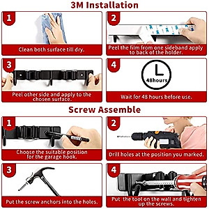 DunGu 2 Pack Broom Holder Wall Mounted Heavy Duty for Outside Mop Gripper Broom Bracket Mop Rack Holds Garden Tools,Broom Holder, Mop Hanger, broom Wall Holder,Shovels,Rakes,Brooms