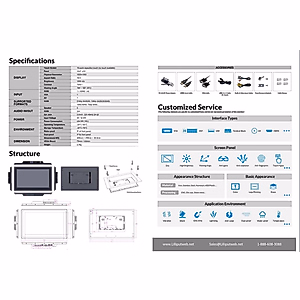 LILLIPUT 15.6" TK1560/T 10-Point Touch Screen Monitor and 1000 nits high Brightness IP65 Front Panel Design with HDMI, VGA, AV Metal Frame Touch Screen Monitor