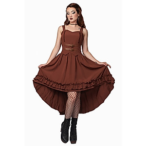 Scarlet Darkness Renaissance Dress for Women High Low Hem Ren Faire Dresses Reddish Brown XL