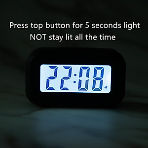 FAMICOZY Small Digital Travel Alarm Clock,Simple Operation,Easy to Read,Ascending Alarm,12/24Hr,Snooze Soft Light for Bedside,AAA Battery Operated,Black