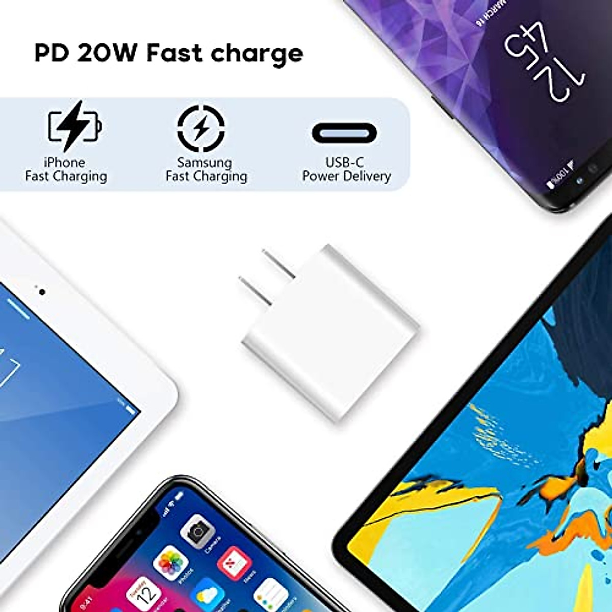 [4 Pack] Fast iPhone Charger Block,Fast Apple Charger iPhone 20W USB C Wall Charger Power Adapter Plug iPhone Charger Fast Charging for iPhone14/13/12 Pro/Pro Max,iPad/AirPods,Samsung/Pixel and More