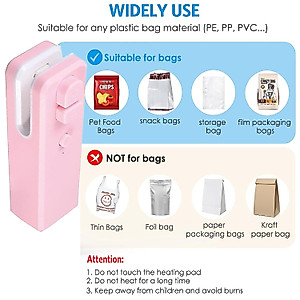 3 in 1 Mini Bag Sealer,Rechargeable Handheld Plastic Bag Resealer,with Cutter 3 in 1 Heat Portable Vacuum Sealers Kitchen Gadget for Chip Bags, Plastic Bags, Snack Freshness Food Storage（USB Cable)