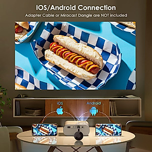 Mini Projector, Native 1080P Full HD YOWHICK DP02W Movie Projector for Outdoors, 9000Lm Portable Projector with Remote Control, HDMI, USB, AV and Aux Ports for Laptop, TV Stick, PS5 Smartphone