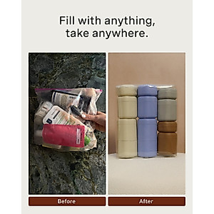 Cadence Travel Containers - Daily Routine Capsule Set - Magnetic Travel Capsules - For Shampoo, Conditioner, Body Wash, Pills, and More - 4 Flex Mediums (1.32oz) & 3 Flex Smalls (0.56oz) - Petal