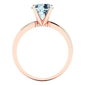 Clara Pucci 1.50 ct Round Cut Solitaire Natural Sky Blue Topaz gemstone Bridal Designer Anniversary Engagement Ring in 14k Rose Gold