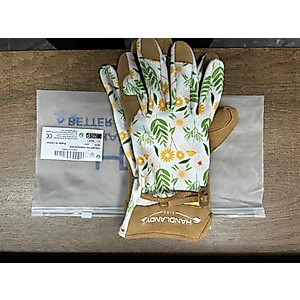 HANDLANDY Leather Gardening Gloves for Women, 3D Mesh Comfort Fit- Improves Dexterity and Breathability, Pigskin Scratch Resistance Garden Yard Working Gloves (Medium, Green)