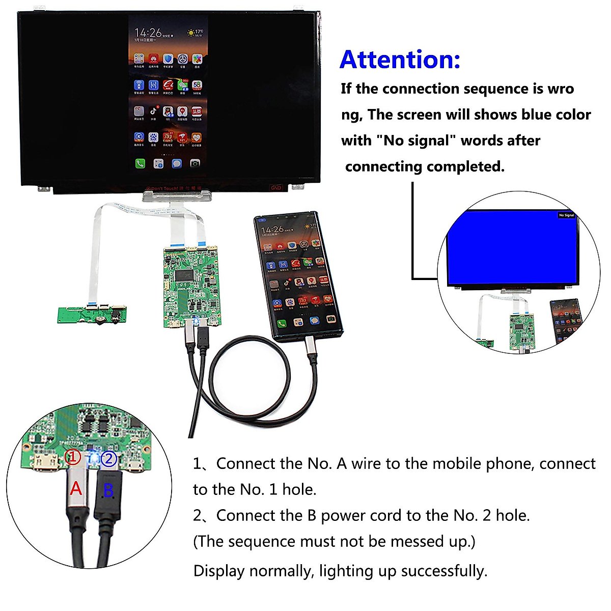 FanyiTek 12.6 inch 12.6" NV126B5M-N41 1920x515 eDP IPS LCD Screen with Type C USB C Mini HDMI Controller Board,for DIY PC Temperature Case