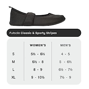 Nufoot Futsole Women's Soft-Sided Shoes for Indoors/Outdoors, Foldable & Flexible Footwear for Sport, Exercise, Yoga or Travel, Dance Shoes, Black, Small