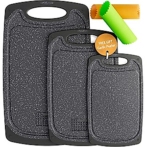 Tribal Cooking Cutting Boards - 3 Set - Warrior Strength Small to Extra Large Cutting Boards for Kitchen, Meat, Vegetables - Dishwasher Safe, Juice Groove, Non-Slip Rubber Chopping Board Set