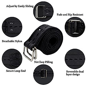 AKARMY Mens Canvas Belt, Solid Color Adjustable Strap Military Army Combat One Size Canvas Web Belt for Men/Women Casual Belt Black