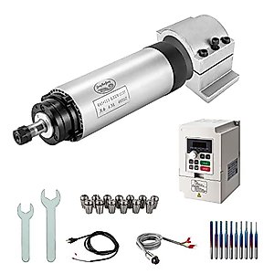 CNC Spindle Motor Kits, 110V 800W 0.8KW Air Cooled Spindle CNC Spindle +110V 0.75KW VFD+Φ65mm Clamp Mount +Collet Set ER11+ Drill bits+ Wires+ Wrenches for CNC Router Machine