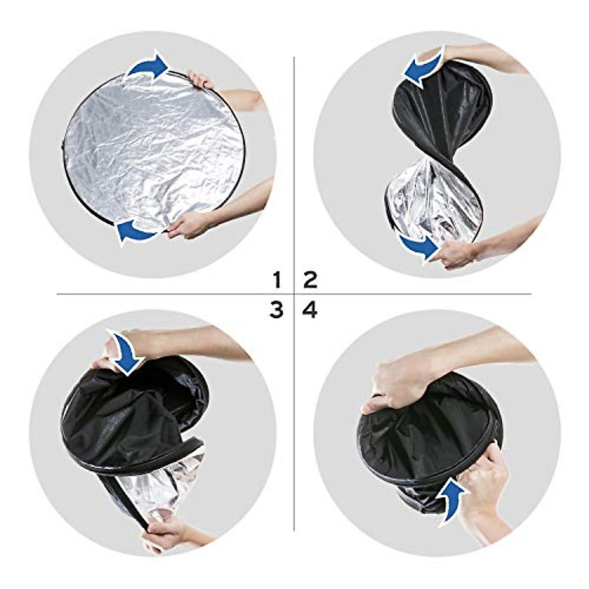 Etekcity Reflector Photography 43" (110cm) 5-in-1 Light Reflectors for Photography Multi-Disc Photo Reflector Collapsible with Bag - Translucent, Silver, Gold, White and Black