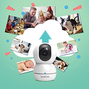 SpotCam Eva 2 Wireless Home Security Camera, 1080p FHD, Indoor, Night Vision, Two-Way Talk, Motion & Sound Alert, PTZ Pan/Tilt, Automatic Human Tracking, with Free Fulltime Cloud Recording