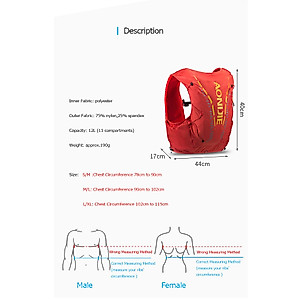 AONIJIE 2.5L/5L/12L Professional Lightweight Cross-Country Backpack Outdoor Hydration Backpack Hiking Camping Climbing (5L# Orange-M/L)