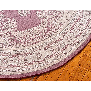 Unique Loom Versailles Collection Traditional Classic Border with Medallion Motif, Area Rug (6' 0 x 6' 0 Round, Burgundy/ Ivory)