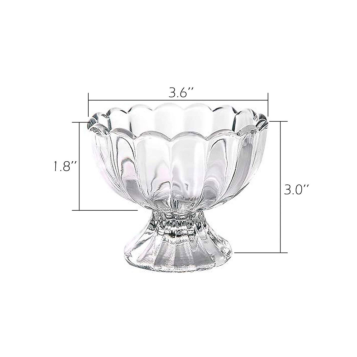 VanEnjoy Glass Bowl Set in Safe Package - Mini Prep, Dip, Dessert, Ice Cream, Bar Snack Dish Bowls - Set of 4, 4 Oz