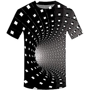 Men's Tank Top Casual 3D Printing Shirts Crewneck Short Sleeve Slim Fit T-Shirts Blouse Black