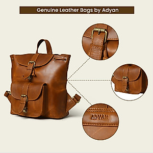 ADYAN Leather Backpack Bag for Men and Women Multi-functional Elegant Daypack Soft Leather Travel Shoulder Bag Office, Shopping, Trip