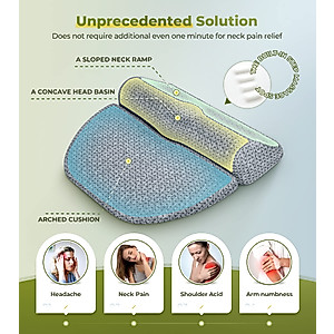 6-IN-1 Adjustable Cervical Neck Pillows for Pain Relief Sleeping, Memory Foam Bolster Pillows with Detachable Pad, Neck Support Pillow for Body Lumbar Knee Leg Back Orthopedic Neck Roll (Grey)