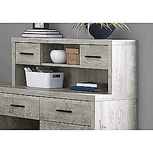 Monarch Specialties Computer Desk L-Shaped - Left or Right Set- Up - Corner Desk with Hutch 60"L (Grey Reclaimed Wood)