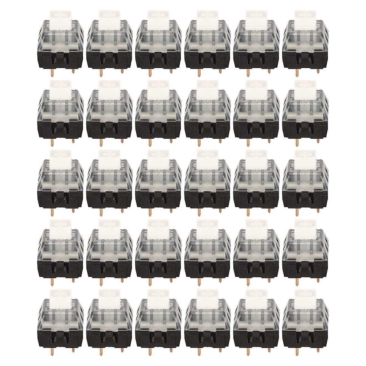 30Pcs Mechanical Keyboard Switches, DIY Waterproof Silent Replaceable Keyboard Switches, Support Backlight Function for Gaming DIY Keyboard (White Switch Black Base)
