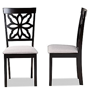 Baxton Studio Samwell Modern and Contemporary Grey Fabric Upholstered and Dark Brown Finished Wood 2-Piece Dining Chair Set