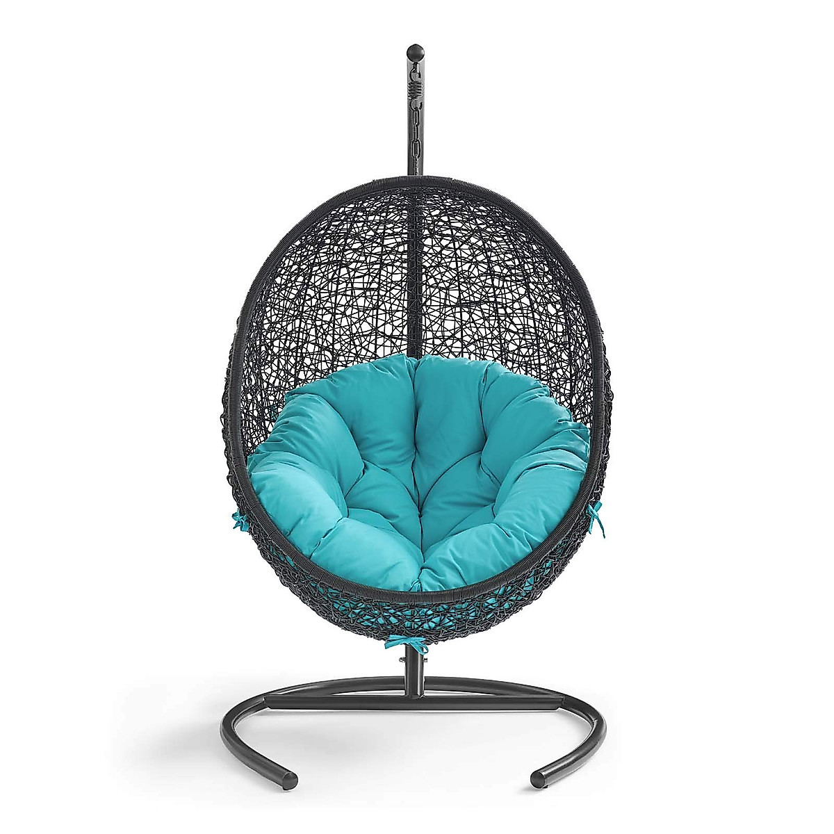 Modway EEI-739-TRQ-SET Encase Wicker Rattan Outdoor Patio Porch Lounge Egg, Swing Chair with Stand, Turquoise