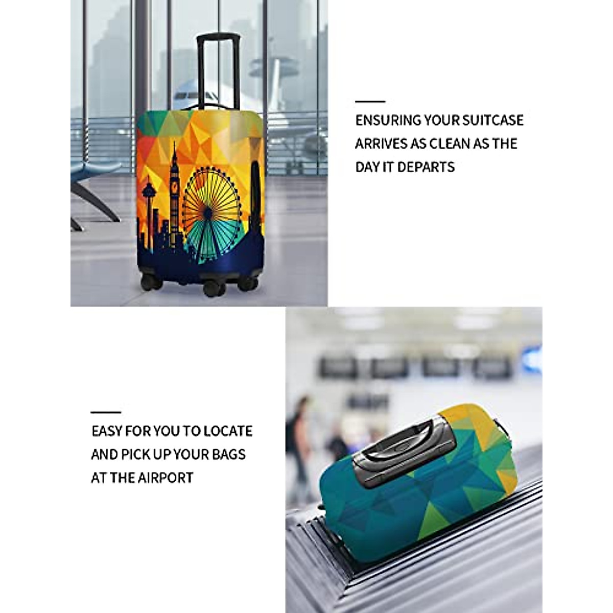 URBEST Luggage Cover Protector Suitcase Anti Scratch Dirt Covers, Fits 18"-22" Luggage Modern City