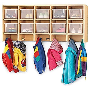 Jonti-Craft 07710JC 10 Section Wall Mount Coat Locker with Clear Bins