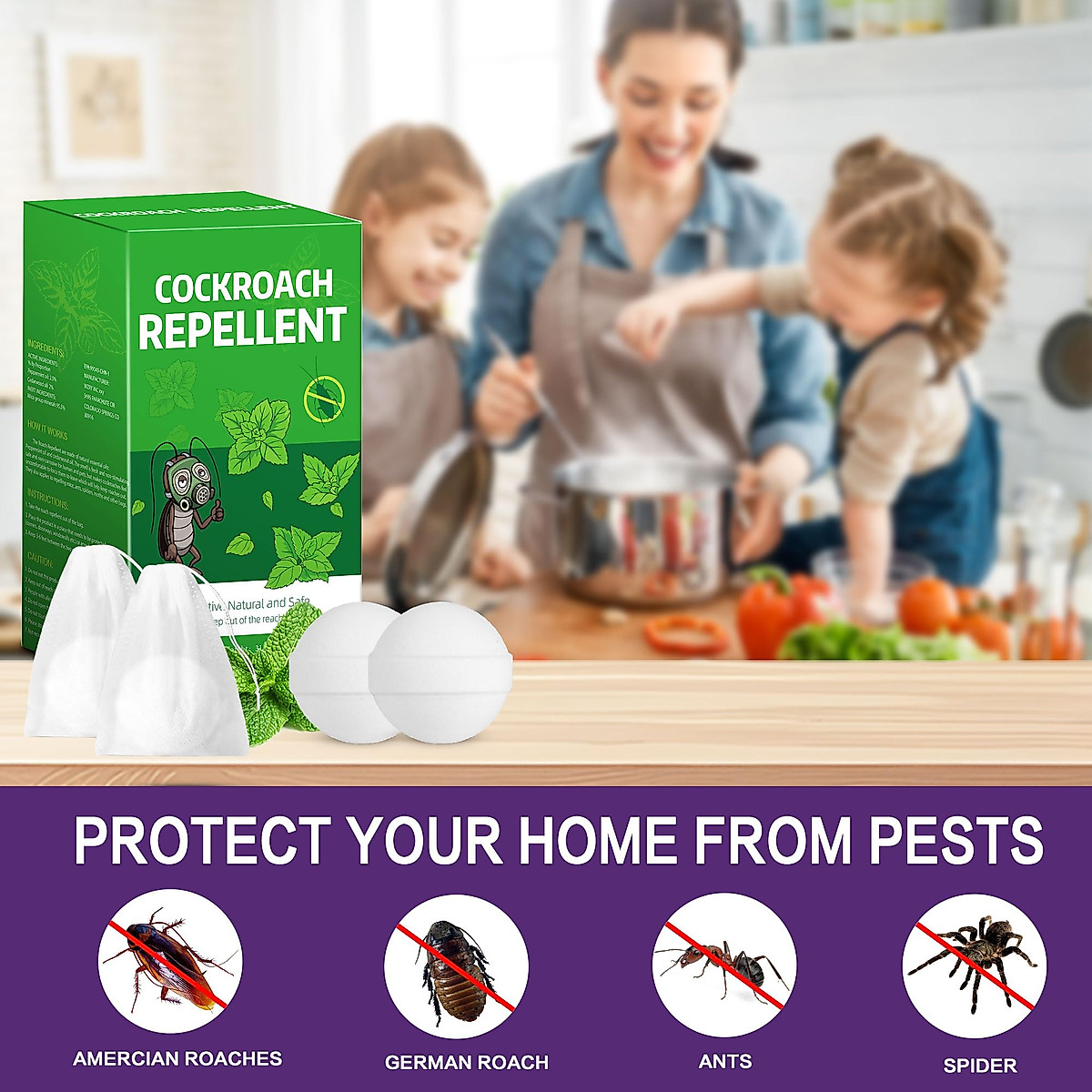 36 Pack Powerful Roach Repellent for Kitchen - Cockroach Repellent for Indoor and Outdoor, Natural Peppermint Oil to Keep Roach Away from House Closet Office Hotel Garage, Safe Around Pets & Plants