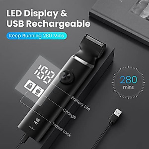 Sejoy Beard Trimmer for Men, Cordless Hair Clippers Hair Trimmer, Waterproof Mustache Body Nose Ear Facial Cutting Shaver, Electric Razor All in 1 Grooming Kit, USB Rechargeable & LED Display