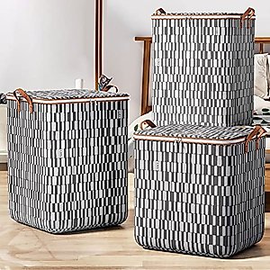 Foldable Clothes Storage Bins, Wardrobe Sorting Storage Box, Stackable Closet Organizer with Carry Handles, for Organizing Bedroom, Closet, Clothing, Comforter (L)