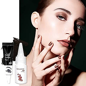 2 in 1 Black Color Set for Lashes and iBrows, Natural Bushy Eyebrow Makeup Kit, Lasting for 6 Weeks DIY Hair Dying for Salon Home Use 5ml (Black)