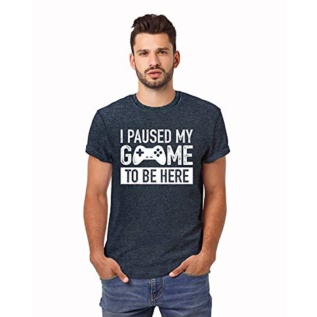 I Paused My Game to Be Here t Shirt Gamer Gifts for Men Gaming Funny Graphic Tees (Charcoal Black, Youth S(8))