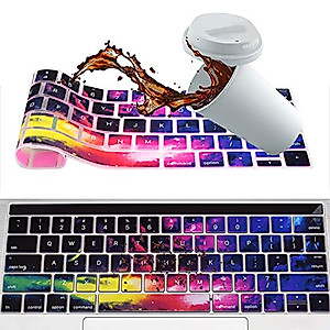 Funut MacBook Pro Keyboard Cover with Touch Bar 13 inch Silicone Keyboard Skin and 15 inch Premium Ultra Thin TPU 2019-2016 (Apple Model A2159 A1989 A1990 A1706 A1707) Skin Protector - Nebula