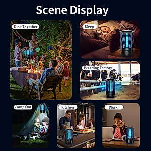 Rechargeable Bug Zapper Outdoor, Mosquito Zapper Rechargeable, Cordless Bug Zapper Outdoor with LED Light and 3600mAh Battery, Bug Zapper Light, Mosquito Killer for Camping Patio Backyard Garden