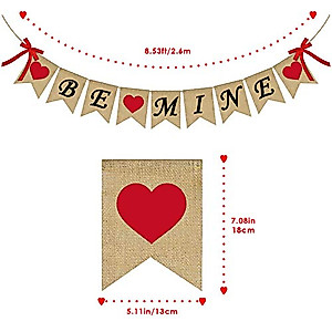 Be Mine Banner Burlap, Be Mine Bunting Garland for Wedding Engagement Anniversary Party Decorations Valentine's Day Indoor and Outdoor Decoration