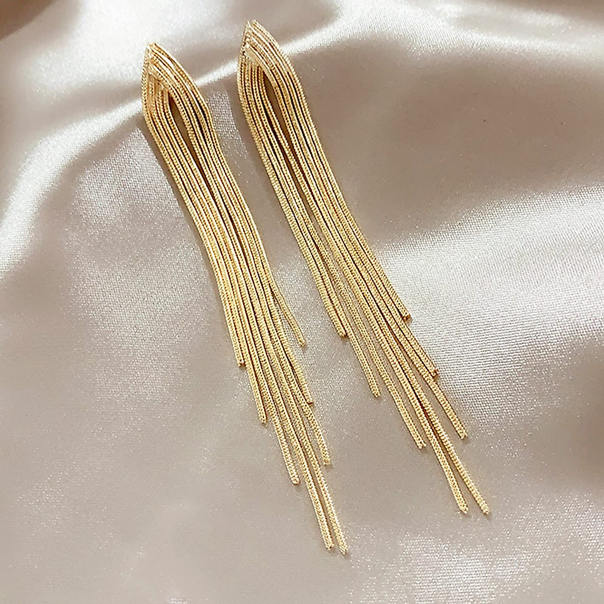 Gold Long Tassel Earrings for Women