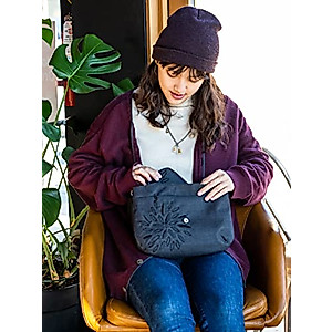 HAIKU Bliss Eco-Friendly RFID Blocking Travel Crossbody Saddle Bag, Black in Bloom