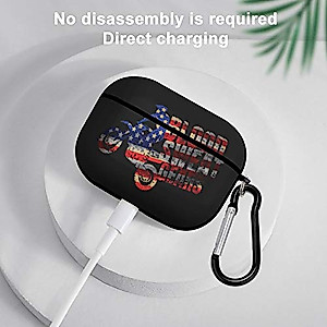 Dirt Bike Motocross Riders USA Flag Airpods Case Cover for Apple AirPods Pro Cute Airpod Case for Boys Girls Silicone Protective Skin Airpods Accessories with Keychain